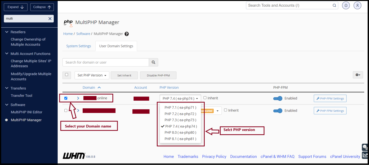 How to install PHP Version on WHM (PrivateHosting)? – Support Desk